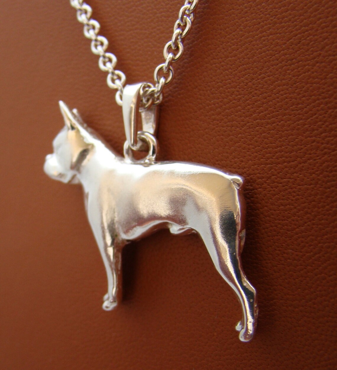 Large Sterling Silver Boston Terrier Standing Study Pendant - Etsy