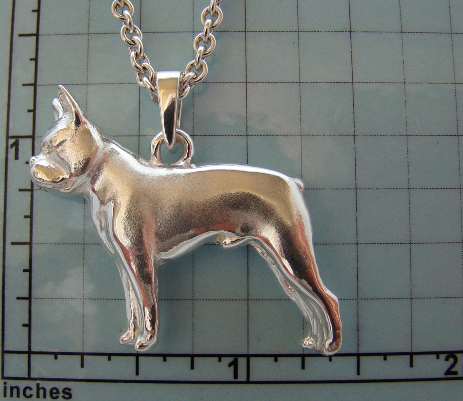 Large Sterling Silver Boston Terrier Standing Study Pendant - Etsy