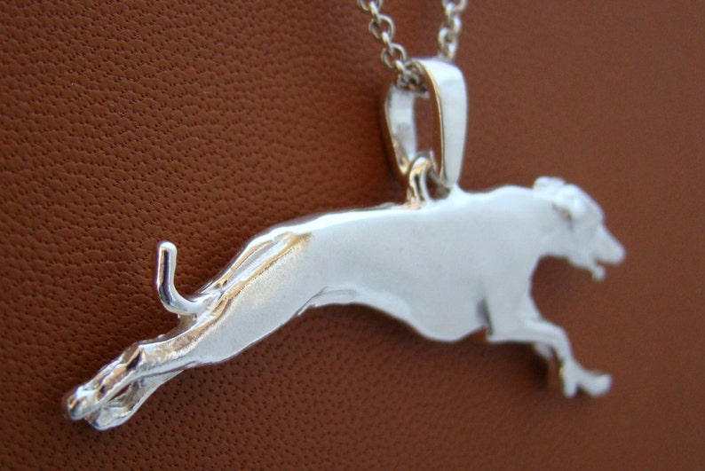 Large Sterling Silver Greyhound Running Study Pendant - Etsy
