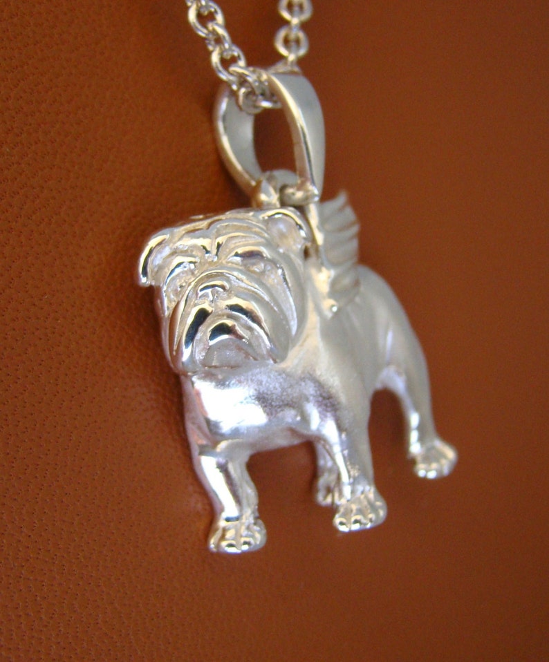 Large Sterling Silver Bulldog / English Bulldog Angel Pendant | Etsy