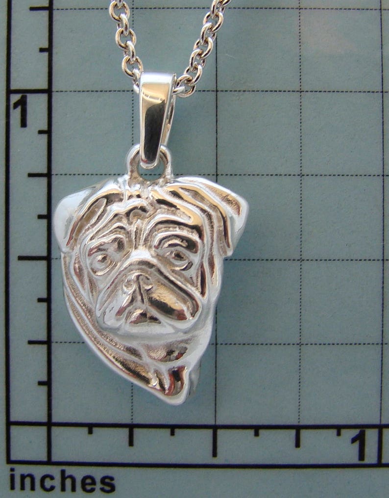 Small Sterling Silver Pug Head Study Ring - Etsy