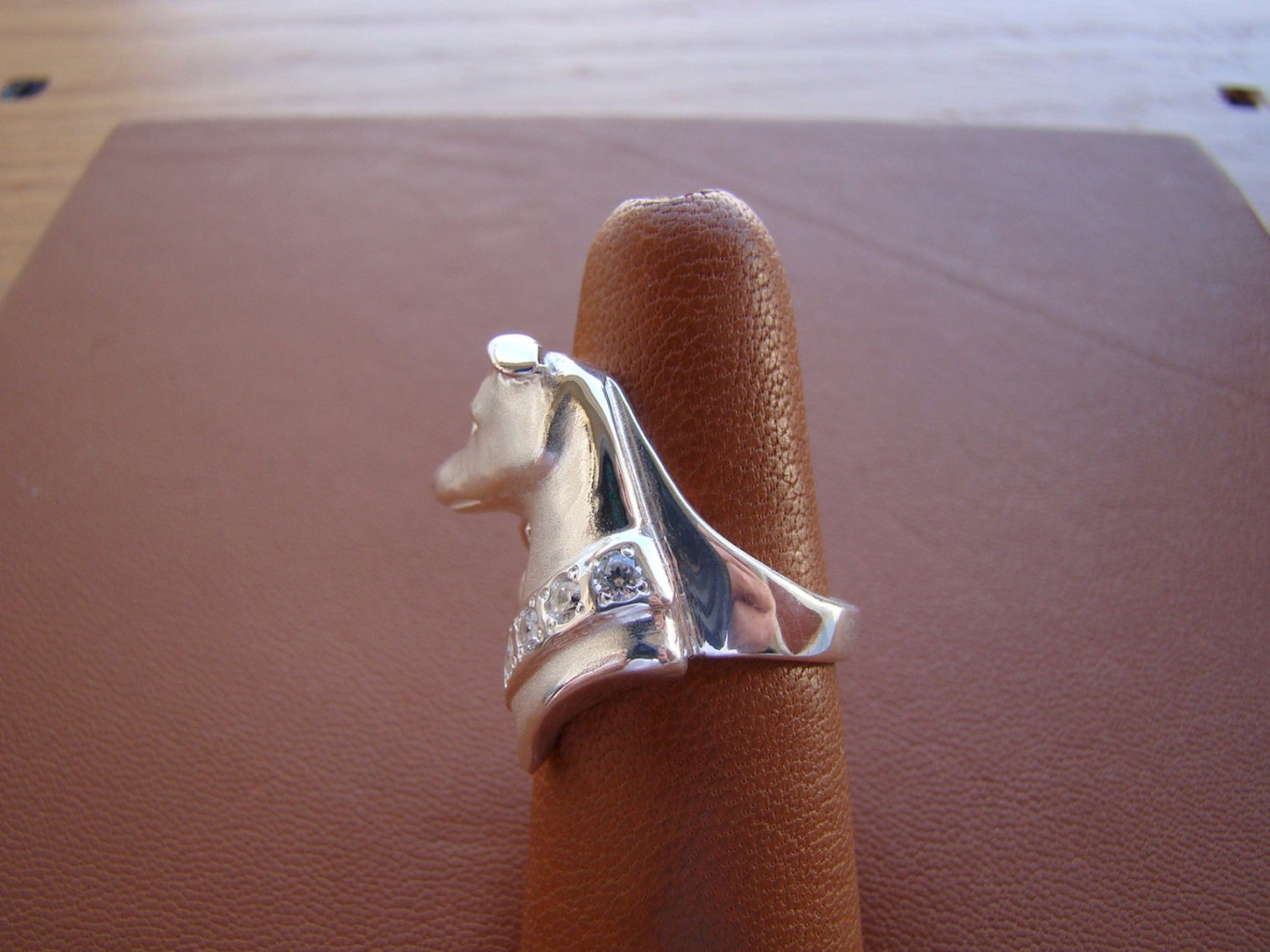 Sterling Silver Greyhound Head Study Ring With A CZ Collar | Etsy