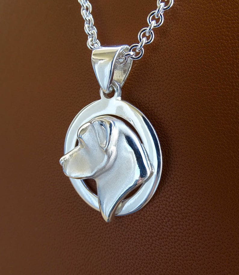 Medium Sterling Silver Rottweiler Head Study on Circle Frame Pendant - Etsy