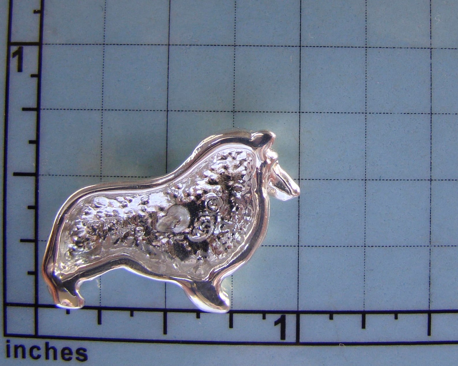 Small Sterling Silver Sheltie / Shetland Sheepdog Standing Study Lapel ...