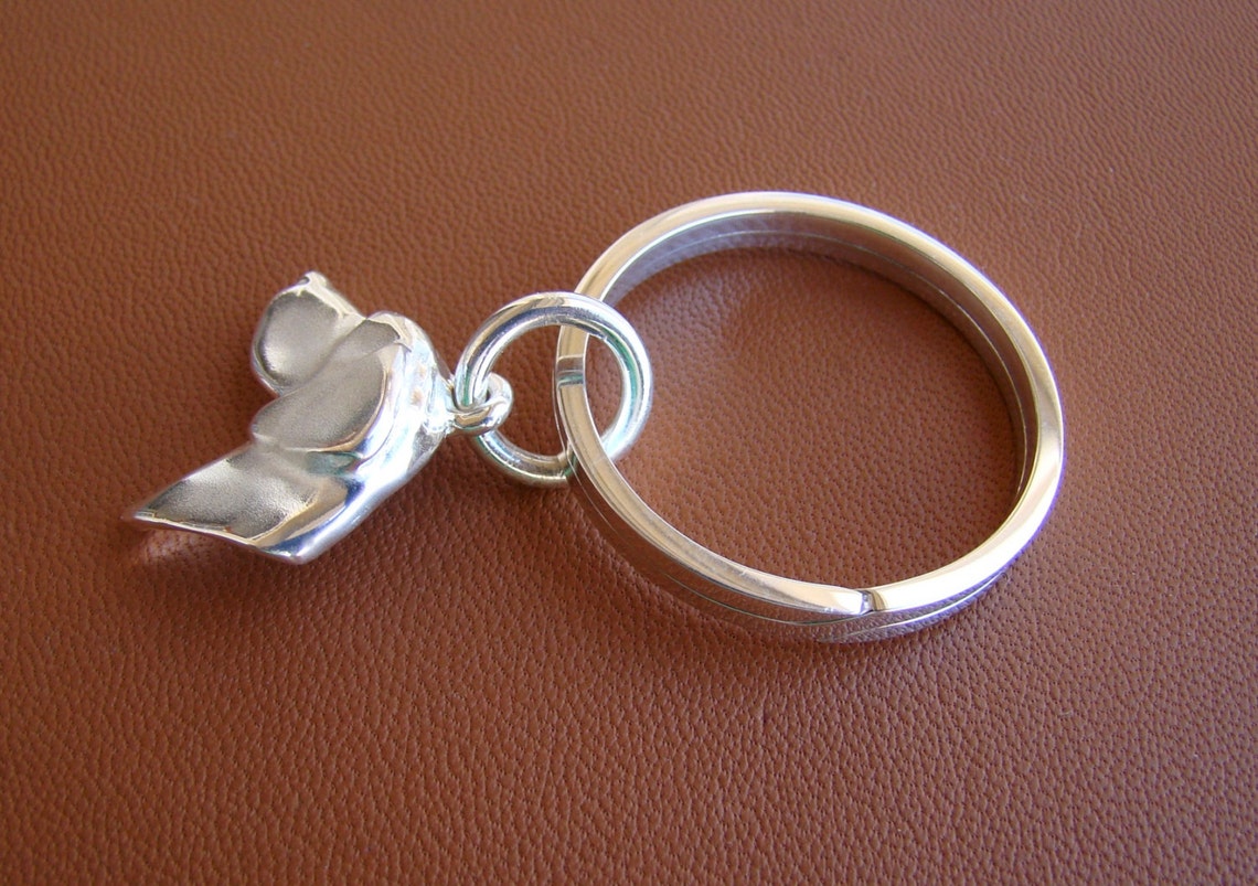 Sterling Silver German Shorthaired Pointer Large Head Key Ring - Etsy
