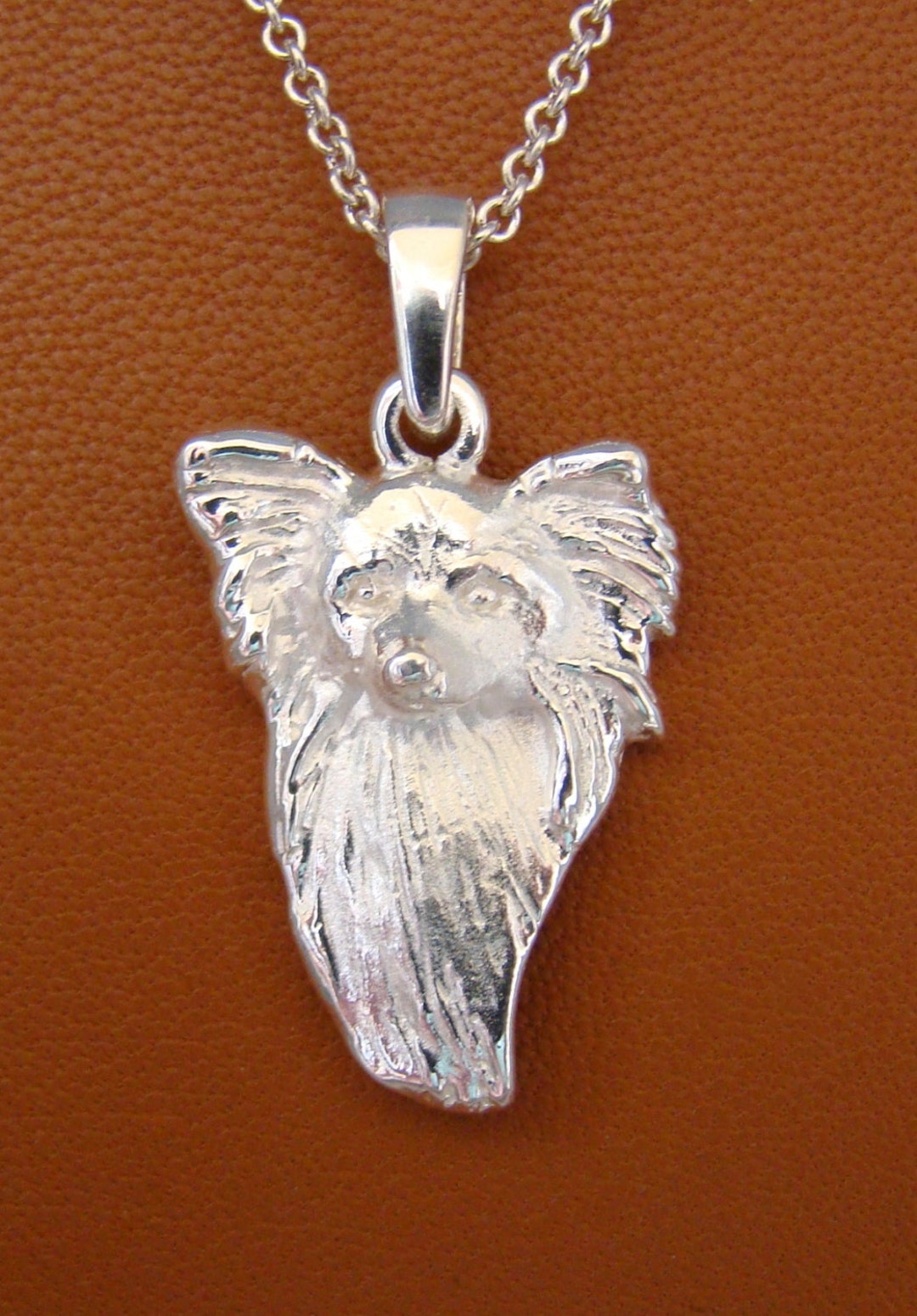 Sterling Silver Papillon Head Study Pendant - Etsy