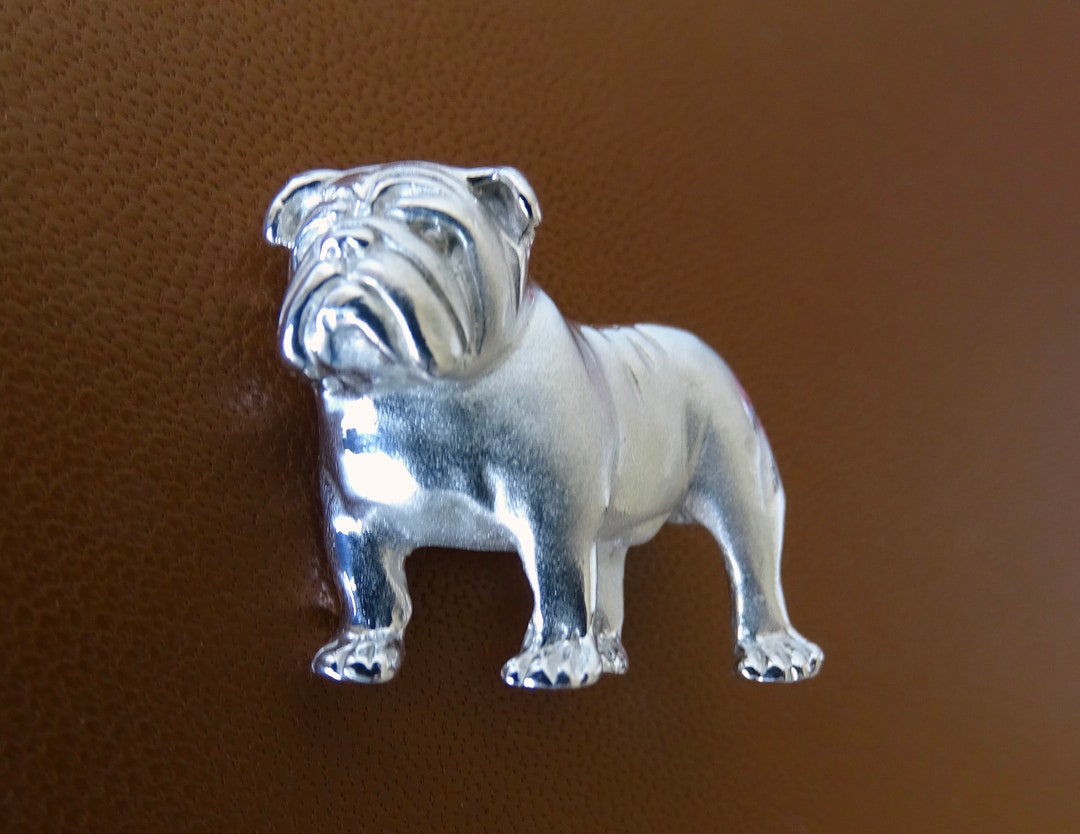 Large Sterling Silver Bulldog / English Bulldog Standing Study Brooch ...