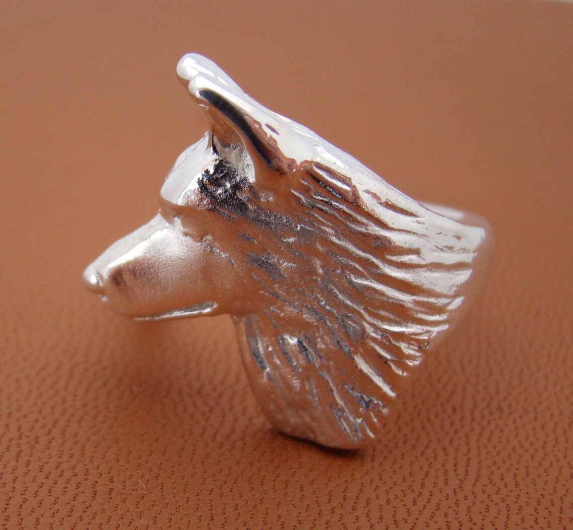 Large Sterling Silver German Shepherd Dog Head Study Ring - Etsy