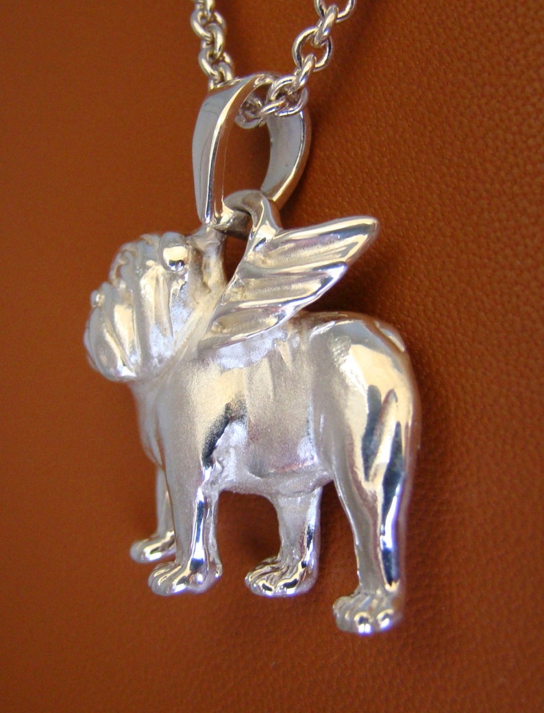 Large Sterling Silver Bulldog / English Bulldog Angel Pendant | Etsy