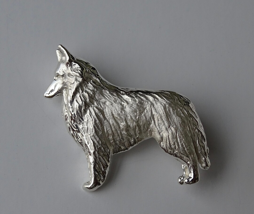 Large Sterling Silver Belgian Tervuren / Belgian Sheepdog Standing ...