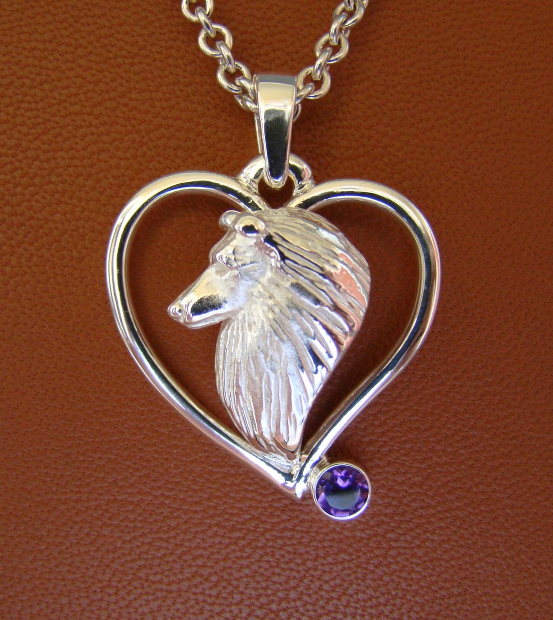 Sterling Silver Sheltie / Shetland Sheepdog Head Study on Free Form ...