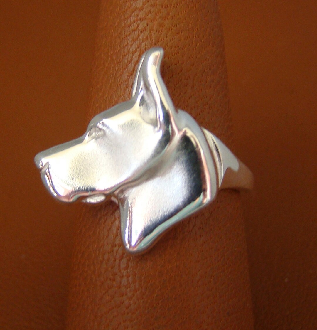 Small Sterling Silver Great Dane Head Study Ring - Etsy