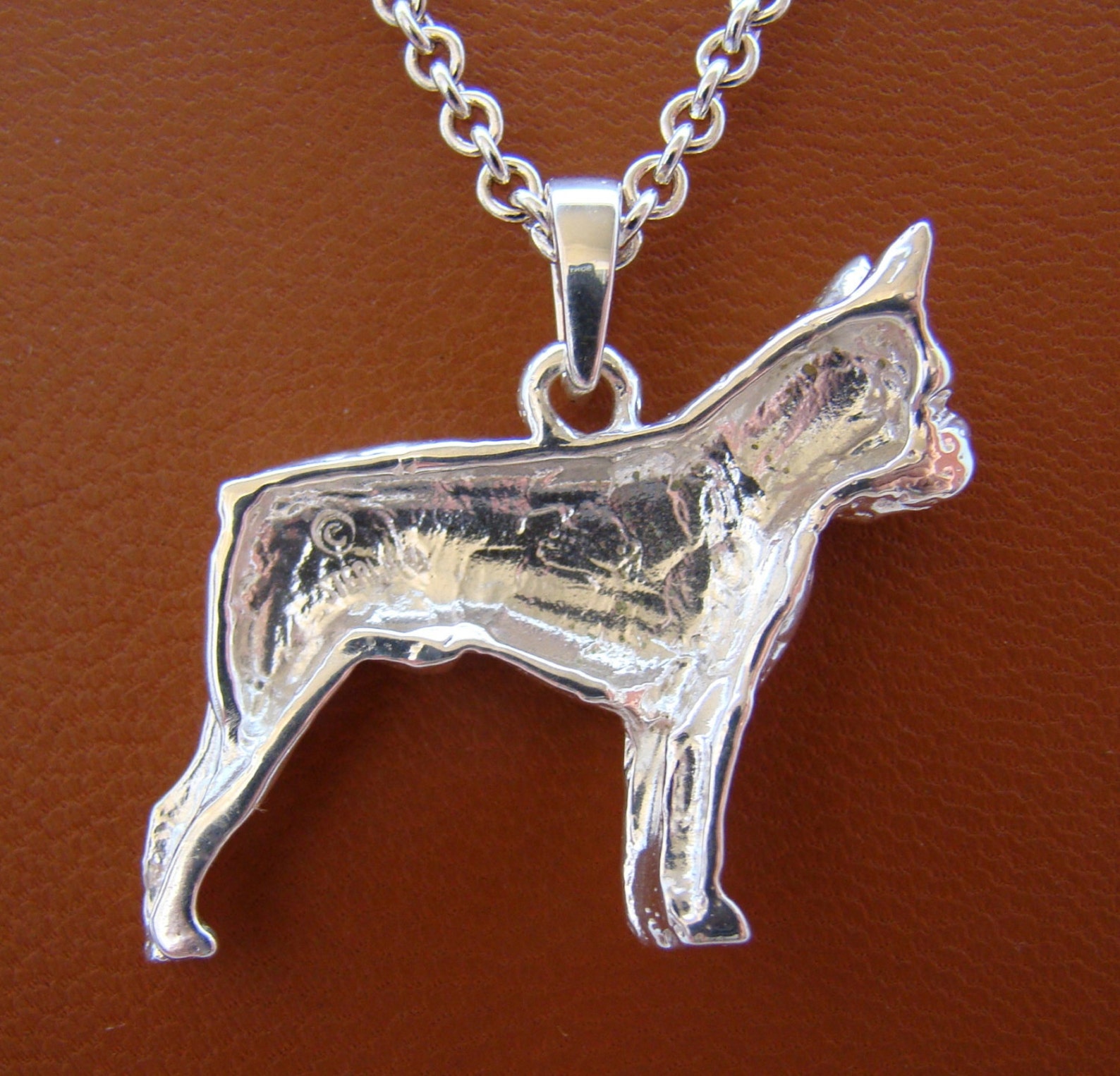 Large Sterling Silver Boston Terrier Standing Study Pendant - Etsy