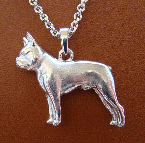 Large Sterling Silver Boston Terrier Standing Study Pendant - Etsy