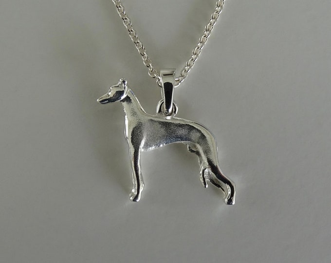 Small Sterling Silver Whippet Standing Study Pendant - Etsy