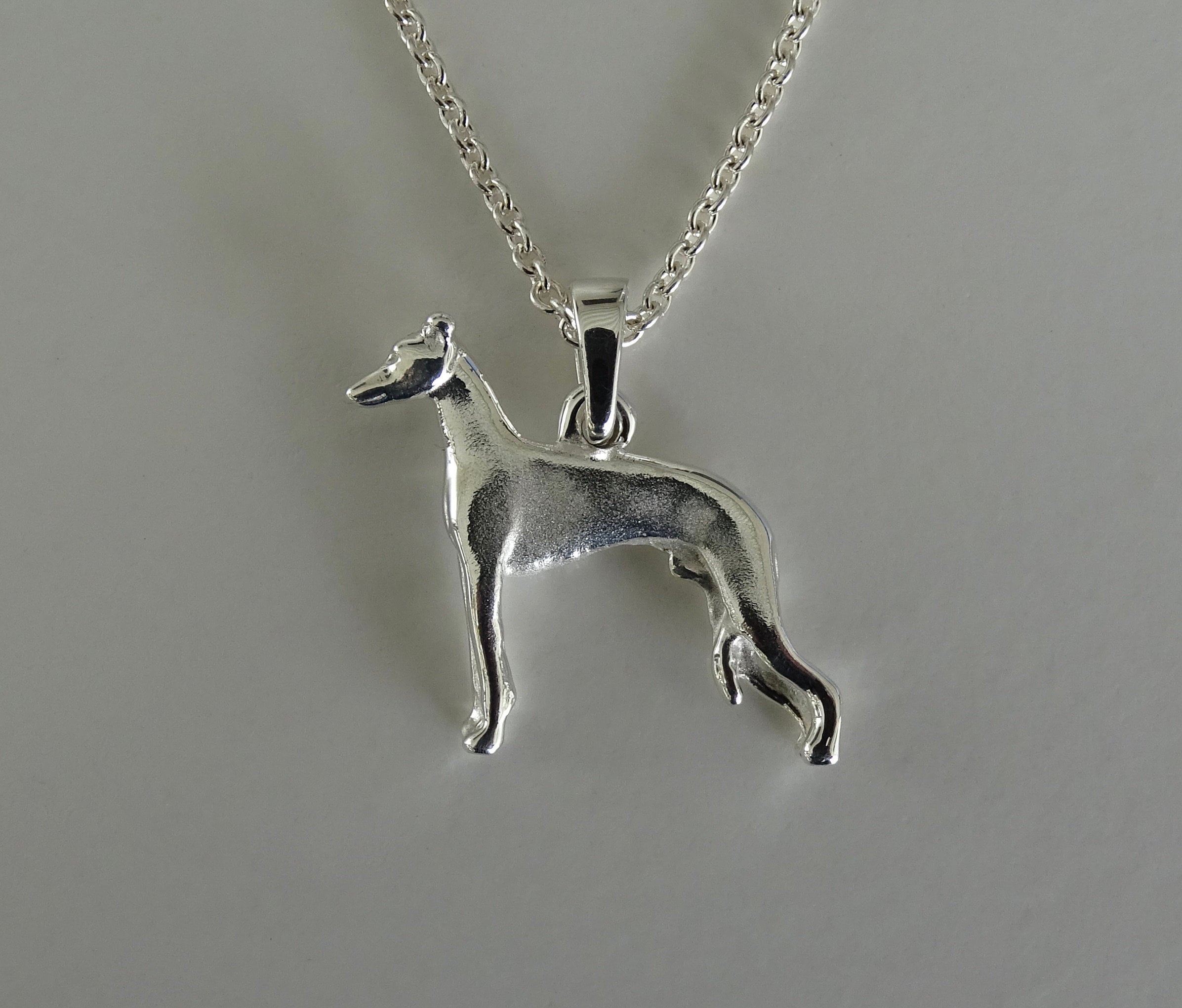 Small Sterling Silver Whippet Standing Study Pendant - Etsy