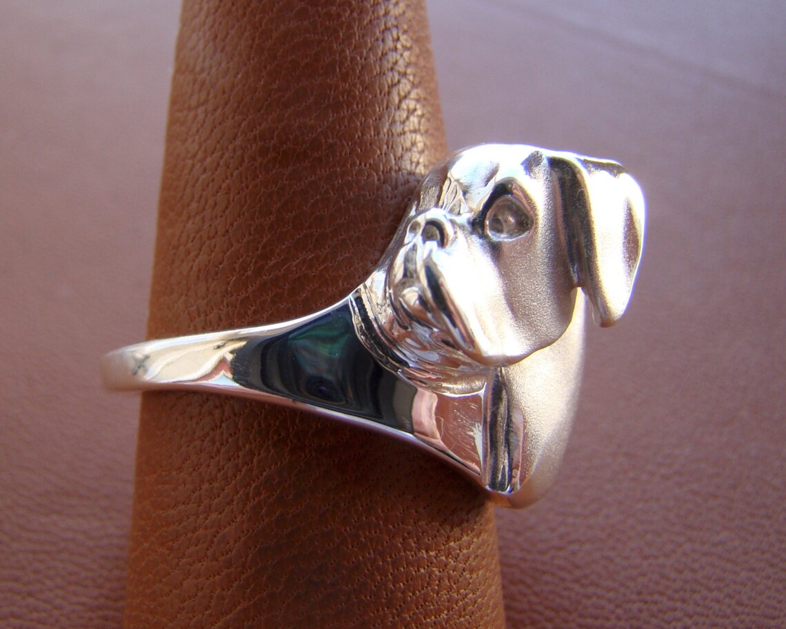 Large Sterling Silver Boxer Head Study Ring - Etsy