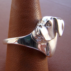 Large Sterling Silver Boxer Head Study Ring - Etsy