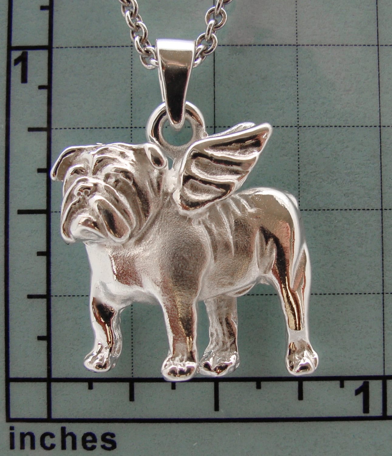 Small Sterling Silver Bulldog / English Bulldog Angel Pendant | Etsy