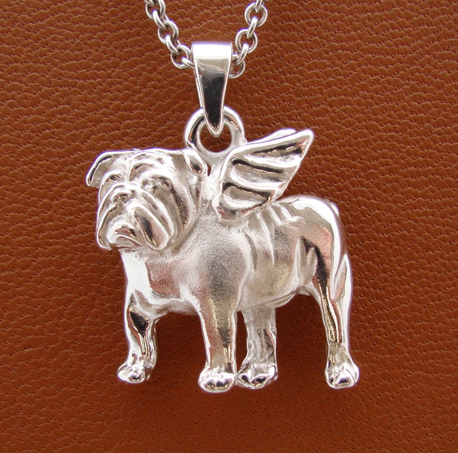 Small Sterling Silver Bulldog / English Bulldog Angel Pendant | Etsy
