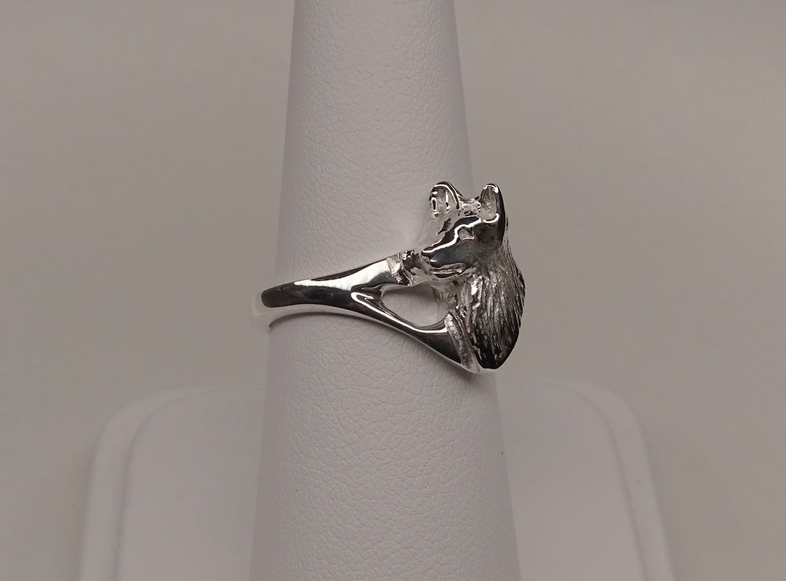 Small Sterling Silver German Shepherd Dog Head Study Ring - Etsy