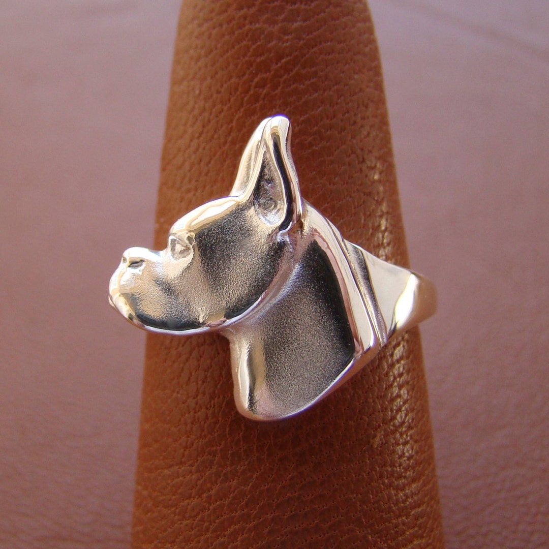 Small Sterling Silver Boxer Head Study Ring - Etsy