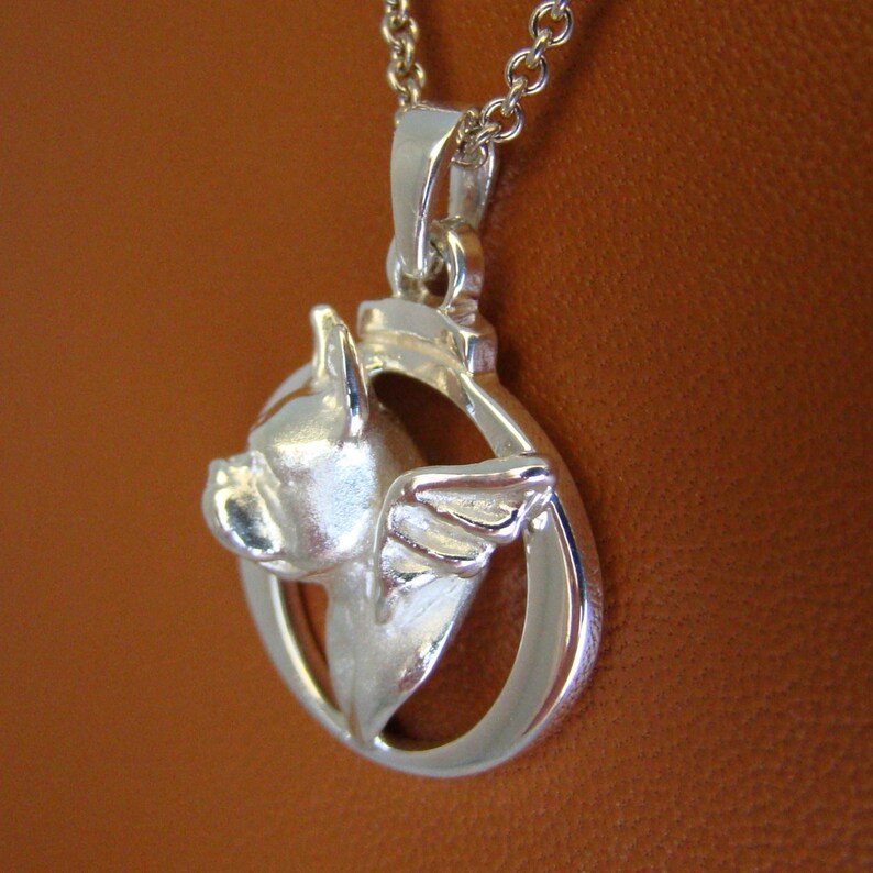 Sterling Silver Boston Terrier Angel on A Circle Frame Pendant - Etsy