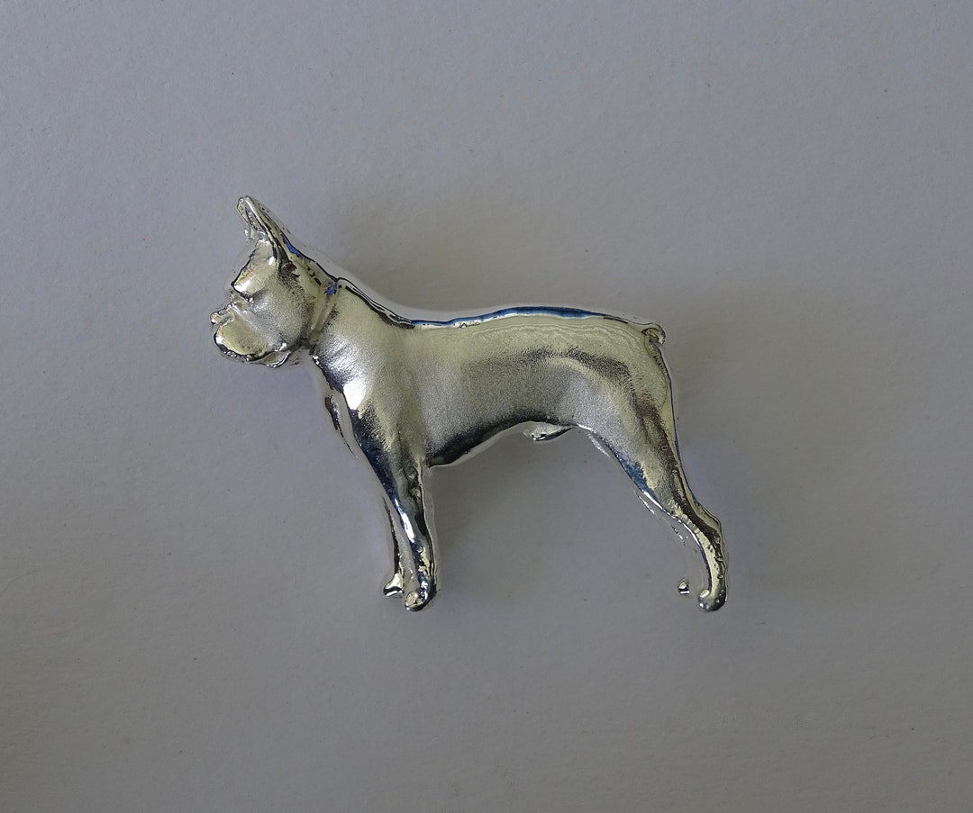 Large Sterling Silver Boston Terrier Standing Study Brooch - Etsy