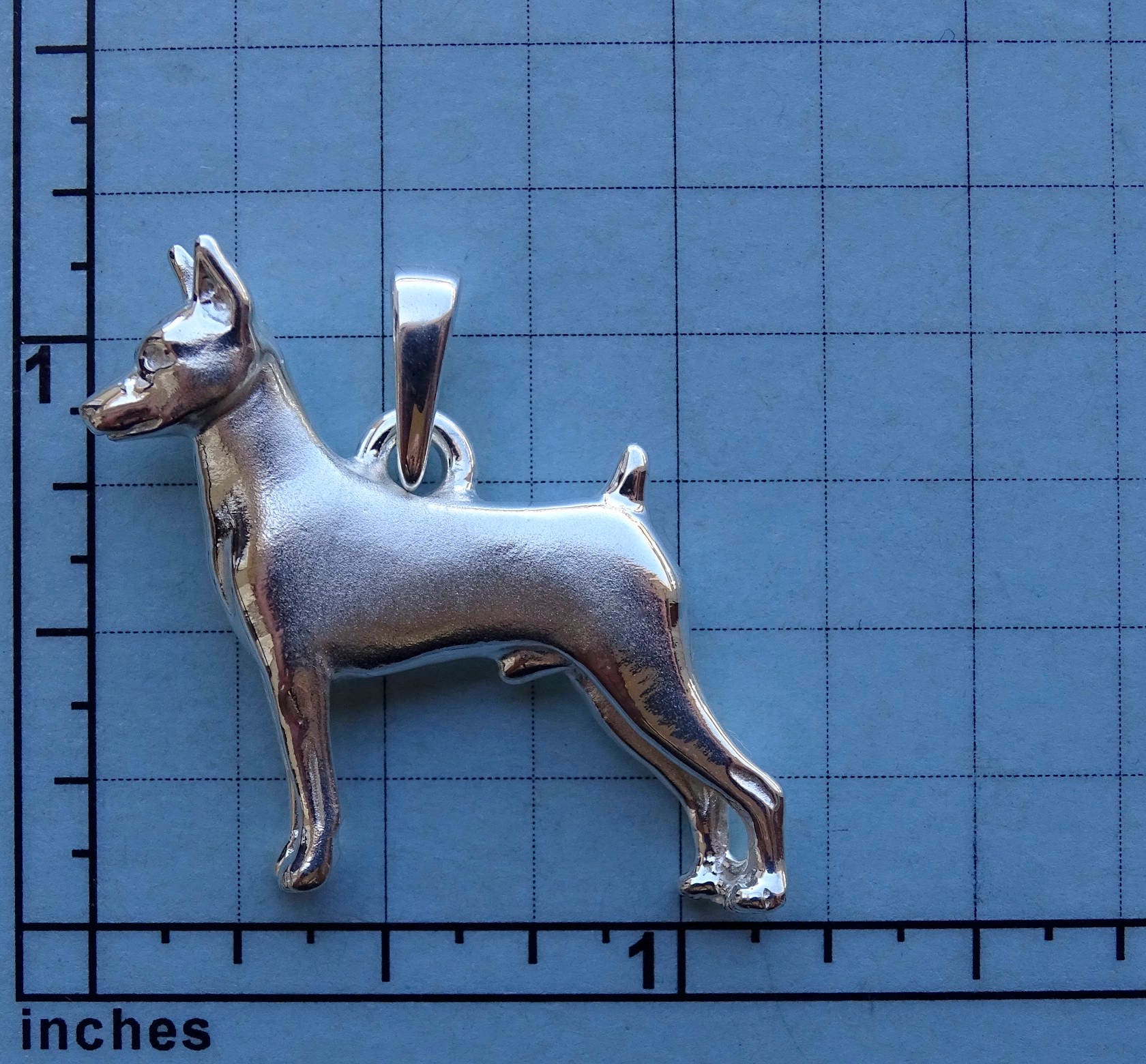Sterling Silver Miniature Pinscher Pendant | Etsy