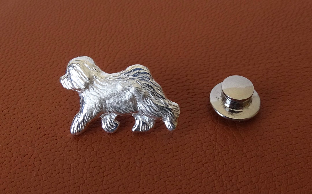 Small Sterling Silver Old English Sheepdog Lapel Pin - Etsy