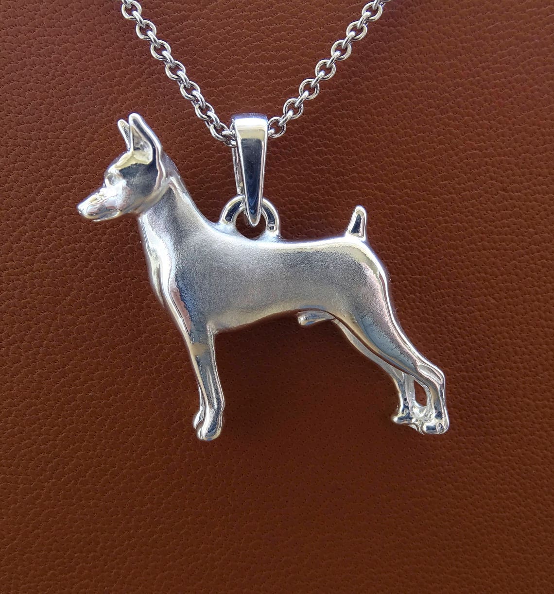 Sterling Silver Miniature Pinscher Pendant | Etsy