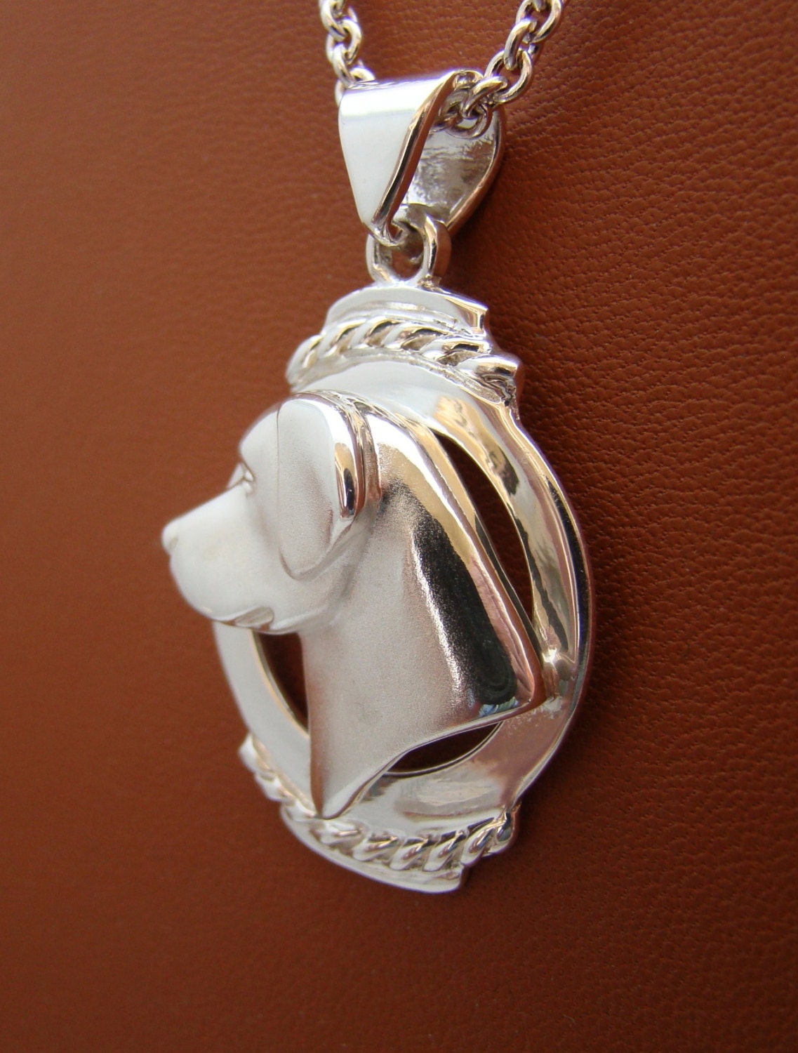Large Sterling Silver Labrador Retriever Head Study on an Oval | Etsy