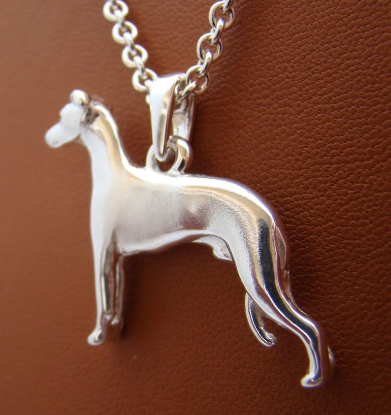Large Sterling Silver Whippet Standing Study Pendant | Etsy