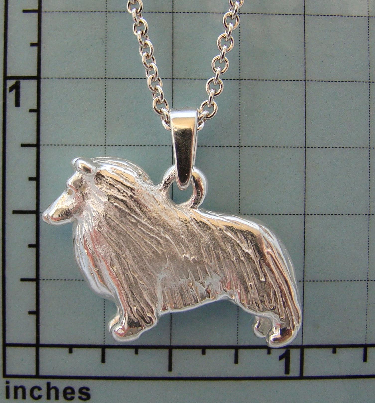Small Sterling Silver Sheltie / Shetland Sheepdog Standing Study Lapel ...