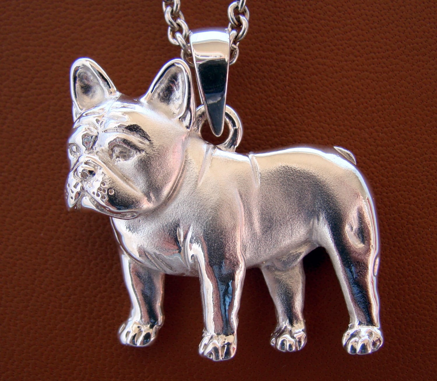 Large Sterling Silver French Bulldog Standing Study Pendant | Etsy