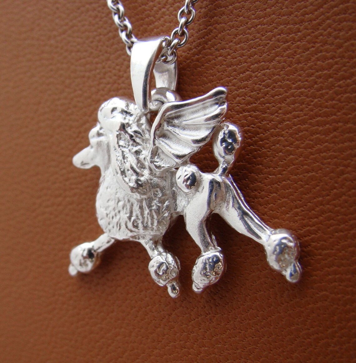 Small Sterling Silver Poodle Angel Pendant - Etsy