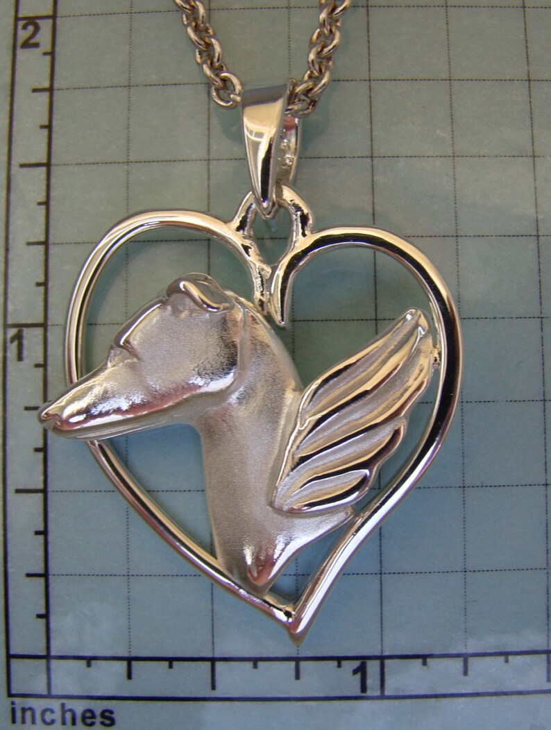 Large Sterling Silver Greyhound Angel on A Heart Frame Pendant - Etsy