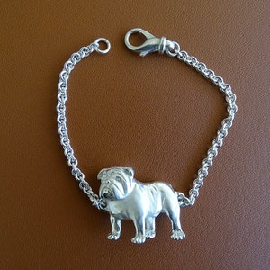Large Sterling Silver Bulldog/ English Bulldog Standing Study Bracelet ...