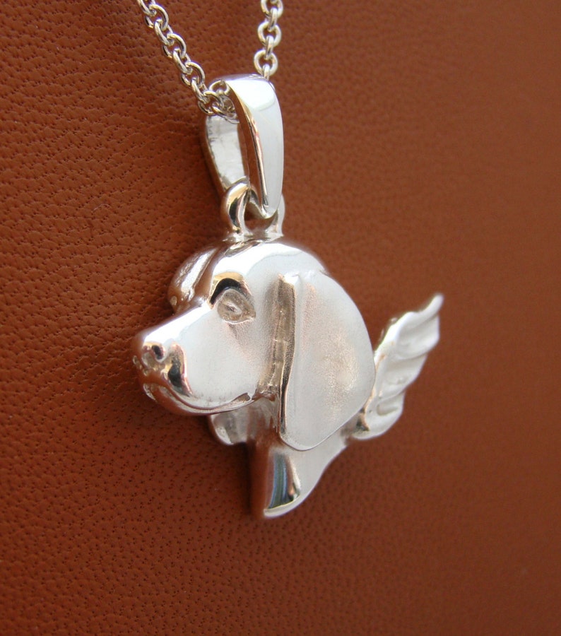 Large Sterling Silver Beagle Angel Pendant | Etsy