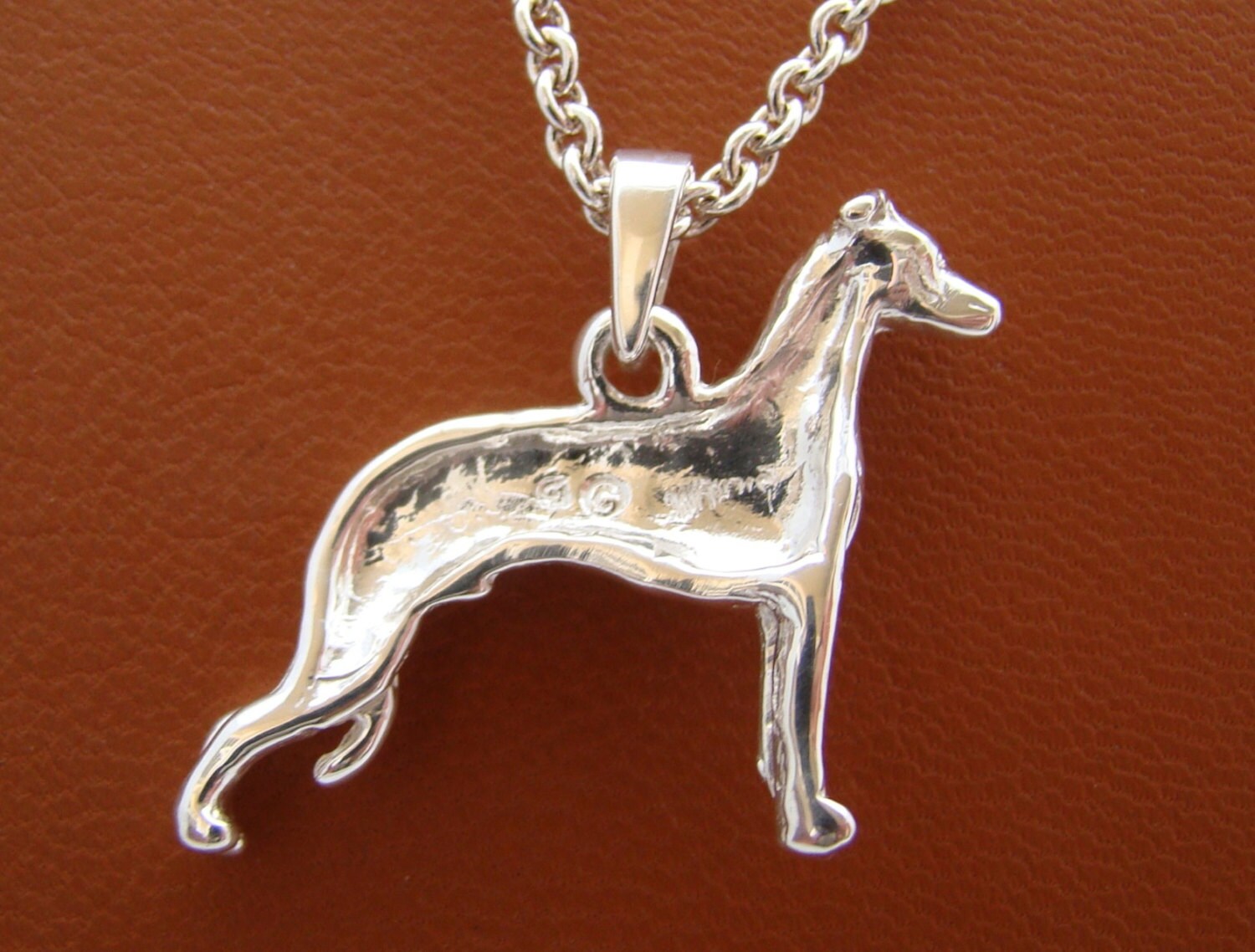 Large Sterling Silver Whippet Standing Study Pendant | Etsy