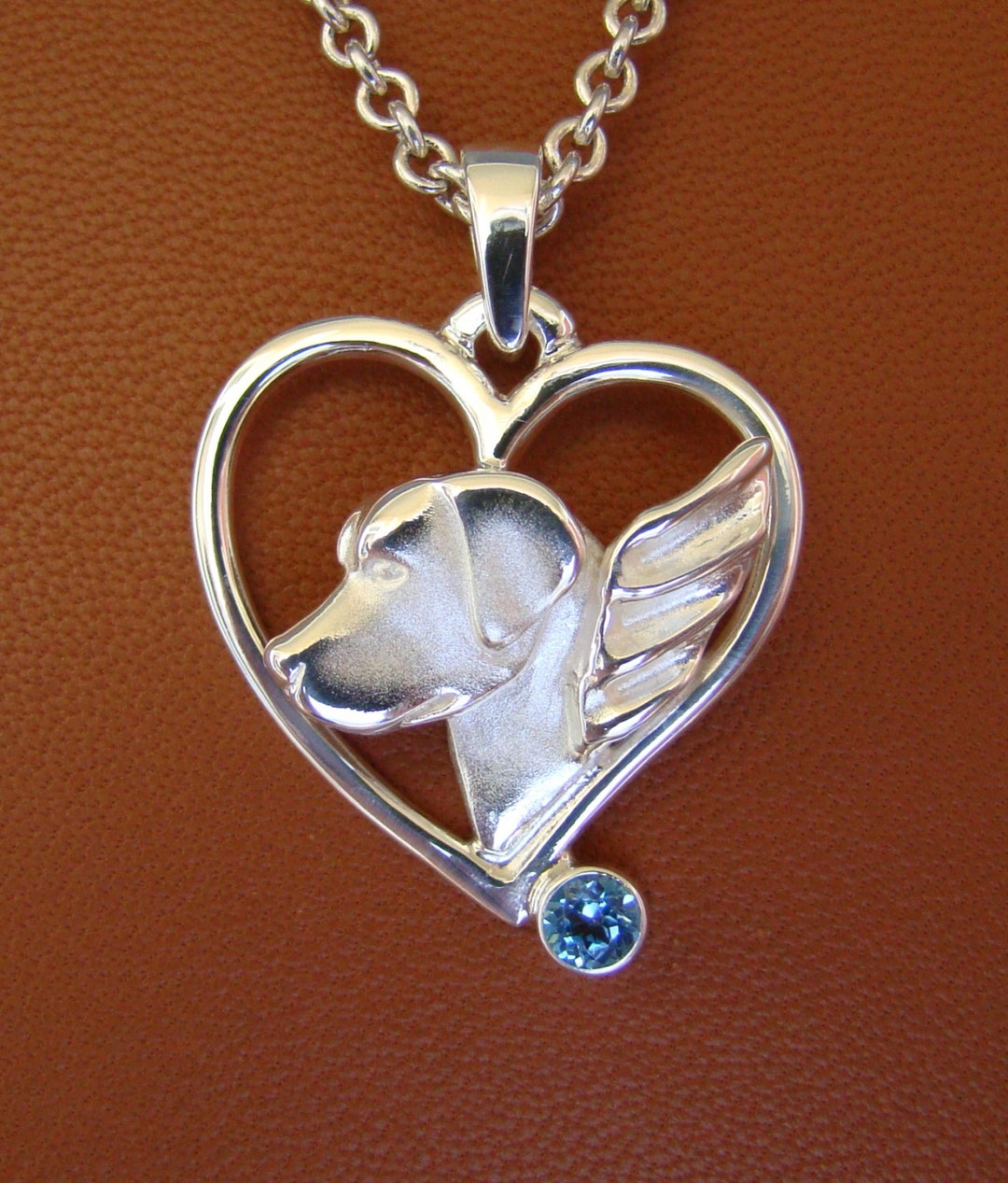 Small Sterling Silver Labrador Retriever Angel on A Heart Frame With ...