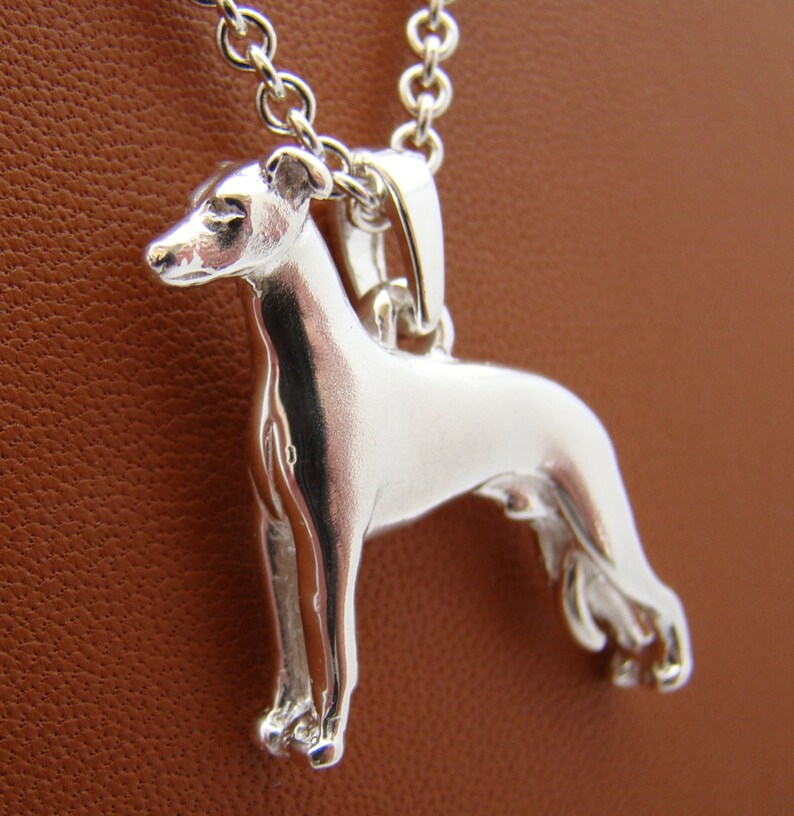 Large Sterling Silver Whippet Standing Study Pendant | Etsy