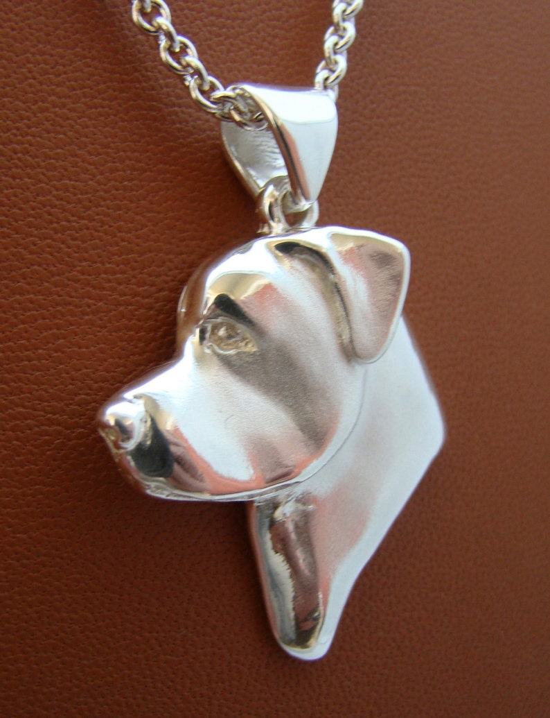 Large Sterling Silver Rottweiler Head Study Pendant - Etsy