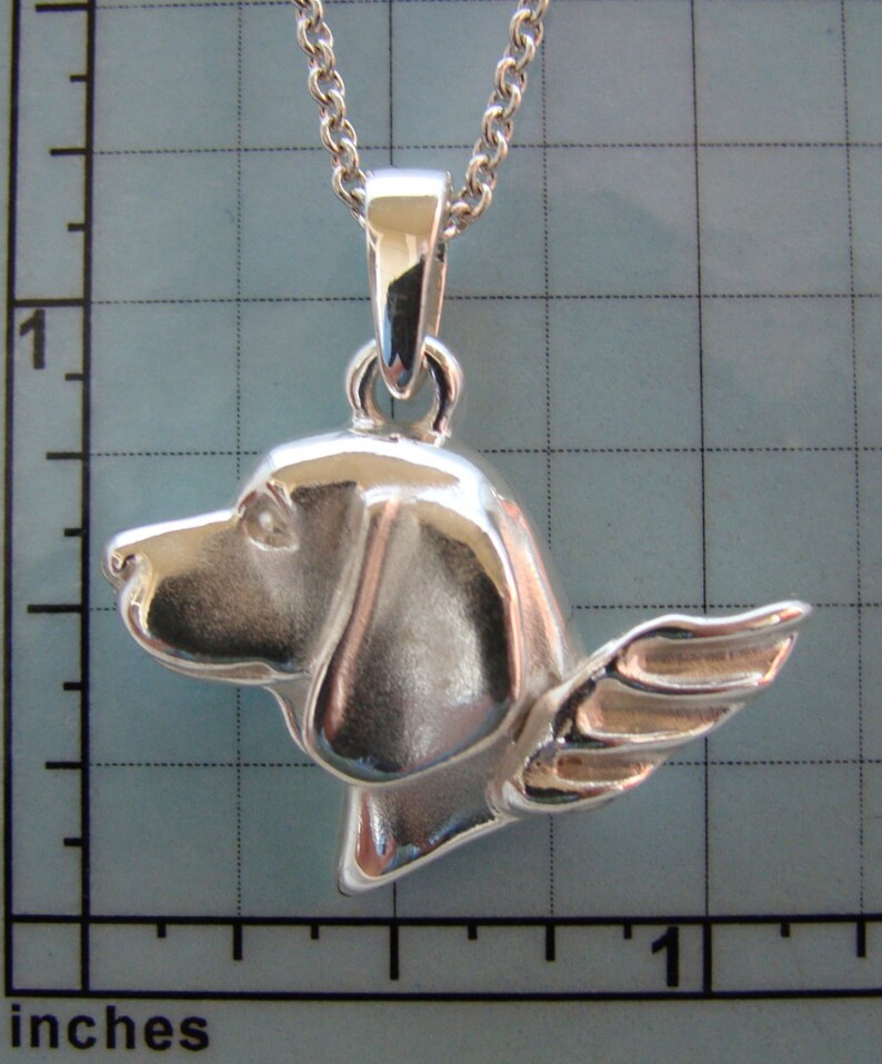 Large Sterling Silver Beagle Angel Pendant | Etsy