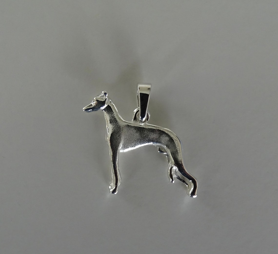 Small Sterling Silver Whippet Standing Study Pendant | Etsy