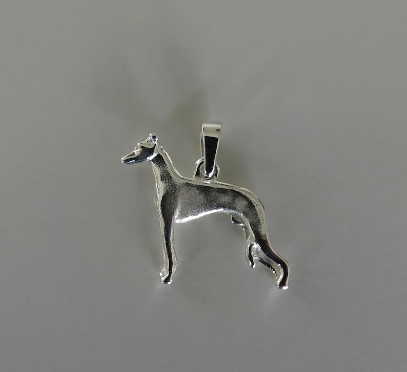 Small Sterling Silver Whippet Standing Study Pendant | Etsy