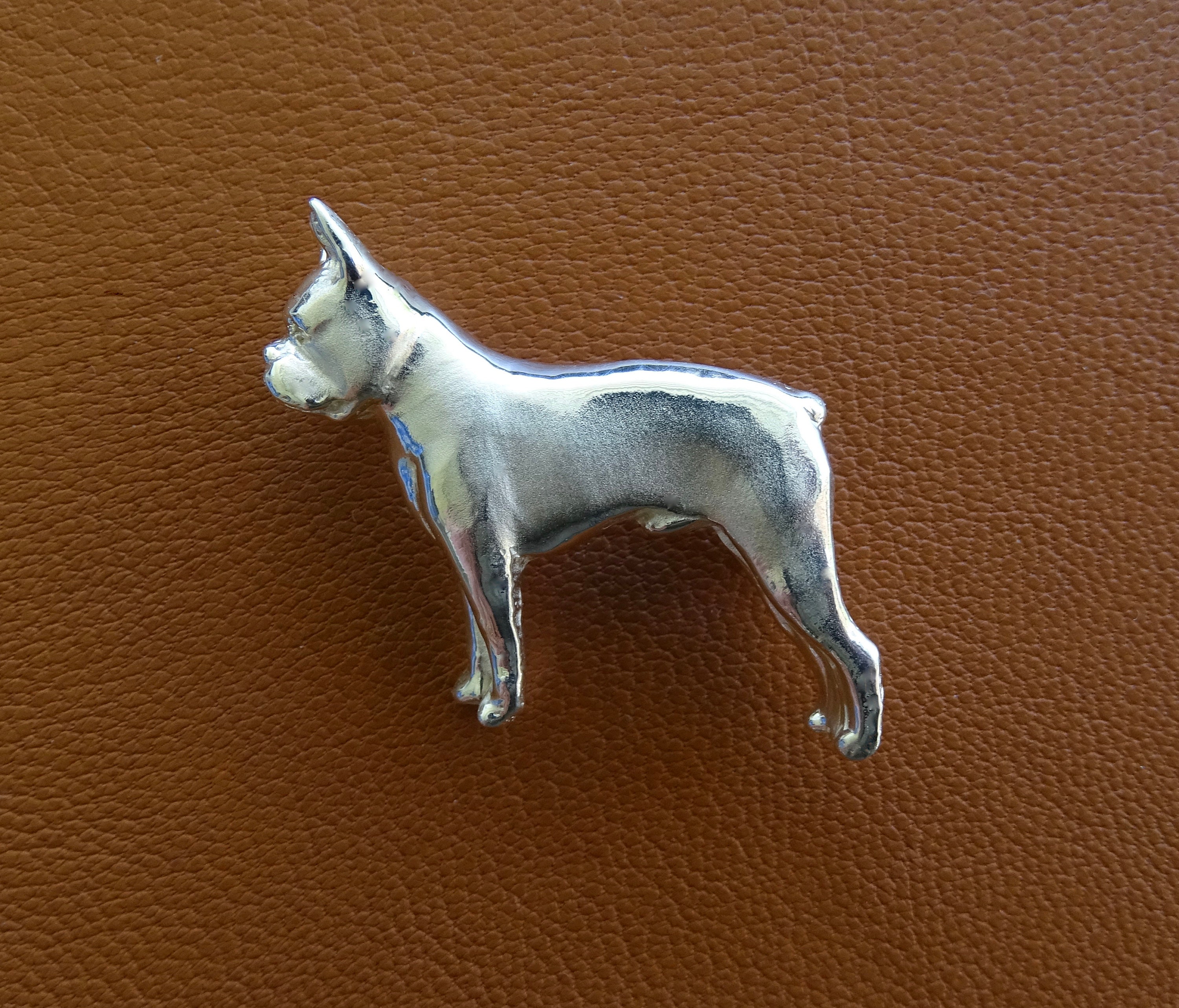 Large Sterling Silver Boston Terrier Standing Study Brooch - Etsy