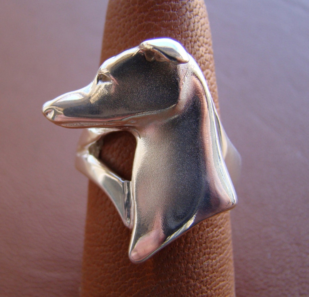 Sterling Silver Greyhound Head Study Ring - Etsy