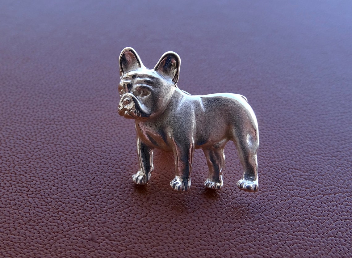 Small Sterling French Bulldog Standing Study Lapel Pin | Etsy