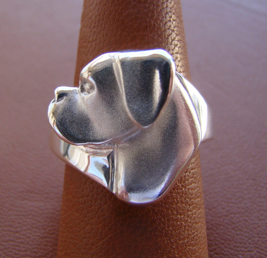 Large Sterling Silver Boxer Head Study Ring - Etsy